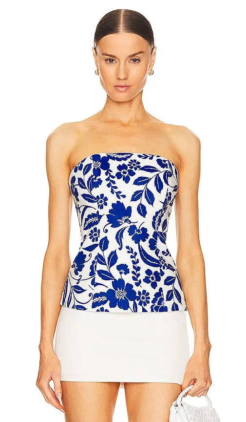flowers of spain linen dress in blue & white milly Millie 2 Pcs Women's Linen Matching Set main image 1