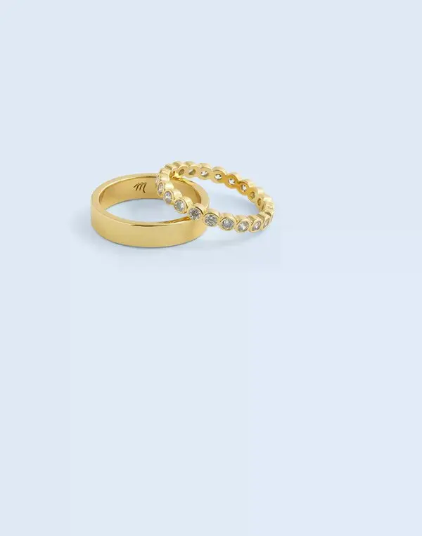 Madewell Tennis Collection Bezel Set Crystal Stacking Ring Set