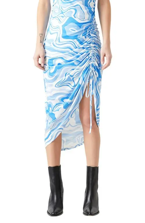 GREY LAB Marble Print Midi Skirt