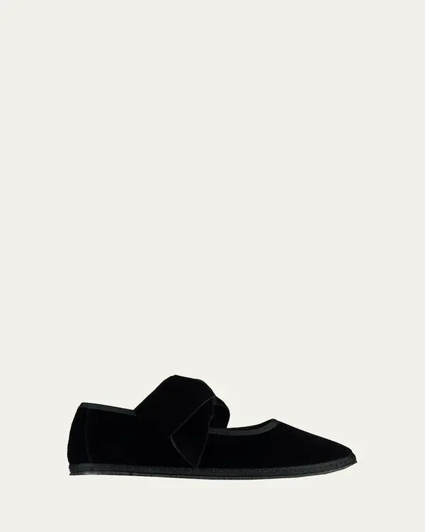 VIBI VENEZIA Cotton Bow Ballerina Flats - Nero