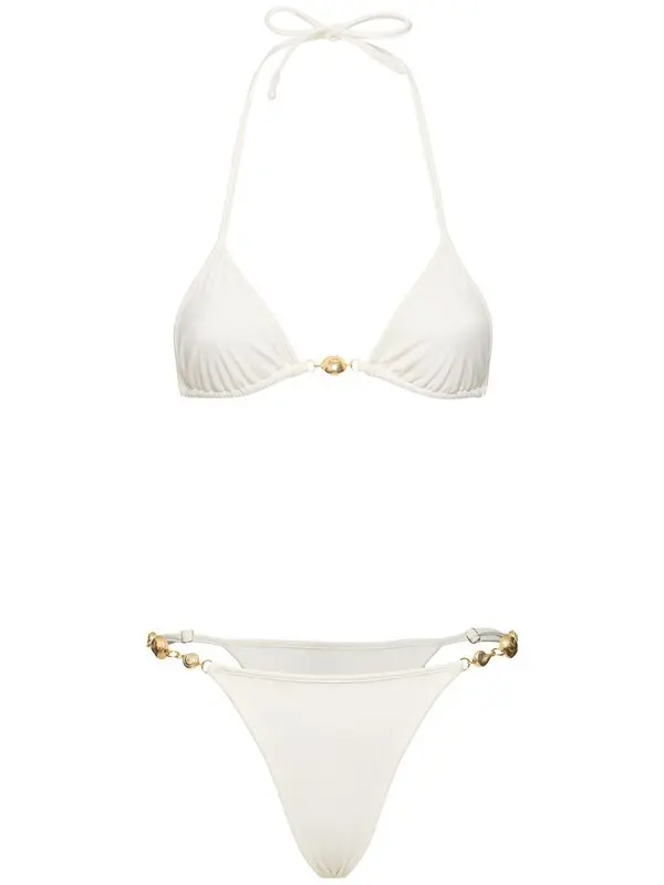 REINA OLGA Splash Triangle Bikini Set - White | Editorialist