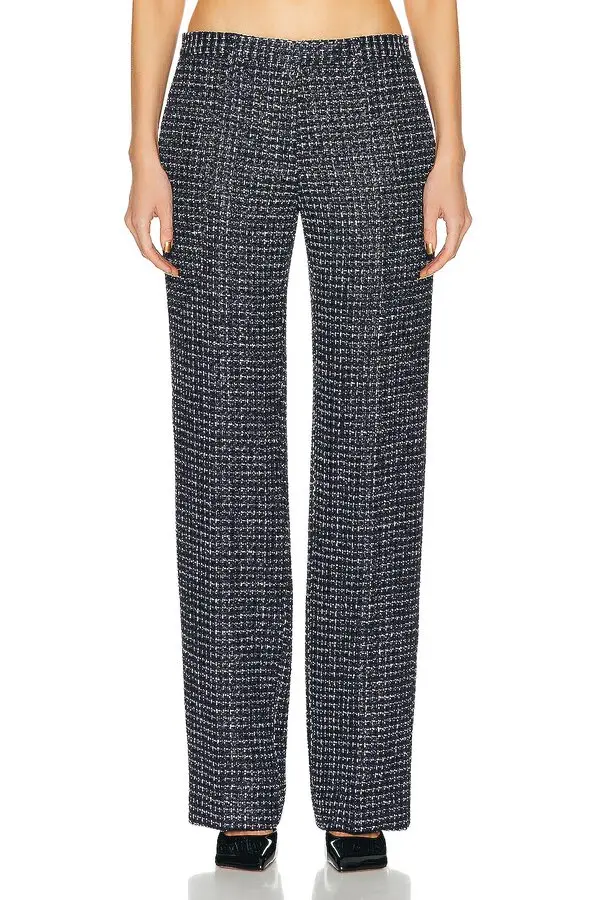 Alessandra Rich Sequin Checked Tweed Trousers
