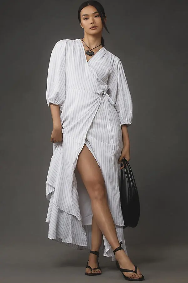 Maeve Asymmetrical Tiered Len Wrap Dress In Multicolor - 44% Off |  Editorialist