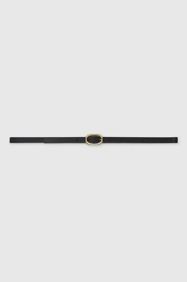 ANINE BING Mini Signature Link Belt - Black With Gold