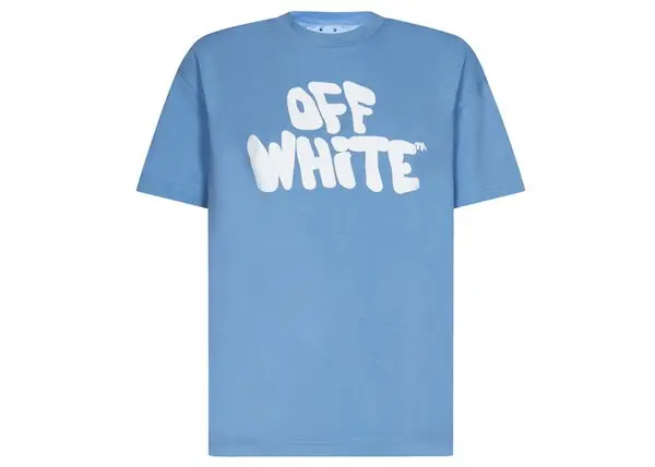 Off-White 70s Type Logo T-shirt - Light Blue/white
