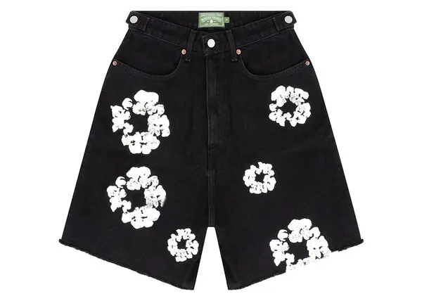 DENIM TEARS Cotton Wreath Jean Short - Black
