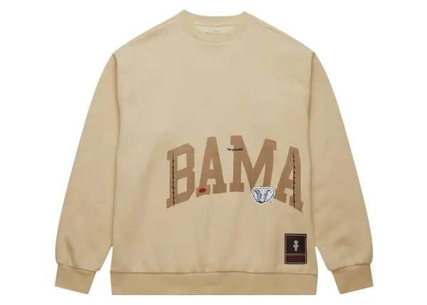 TRAVIS SCOTT X Mitchell & Ness Alabama Crimson Tide Pullover Sweatshirt - Tan
