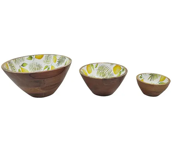 TEMP-TATIONS As Is Seasonal Set Of Mango Wood Bowls