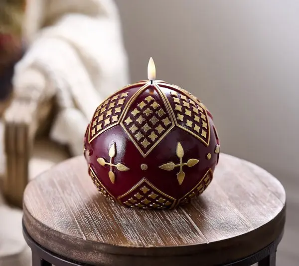 LIGHTSCAPES As Is 5 Round Embossed Wax Flameless Candle
