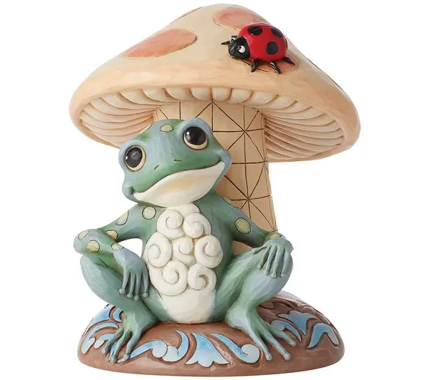 JIM SHORE Frog Leaning On Mushroom Figurine