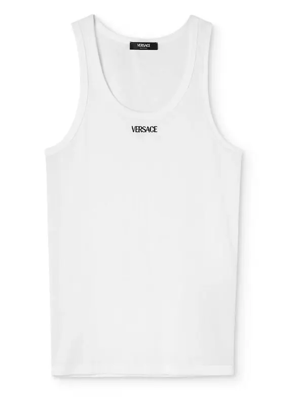 Versace Ribbed Top With Embroidery - White