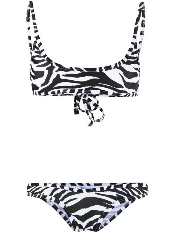 Buy THE ATTICO Zebra Print Bikini Set - Black At 33% Off | Editorialist