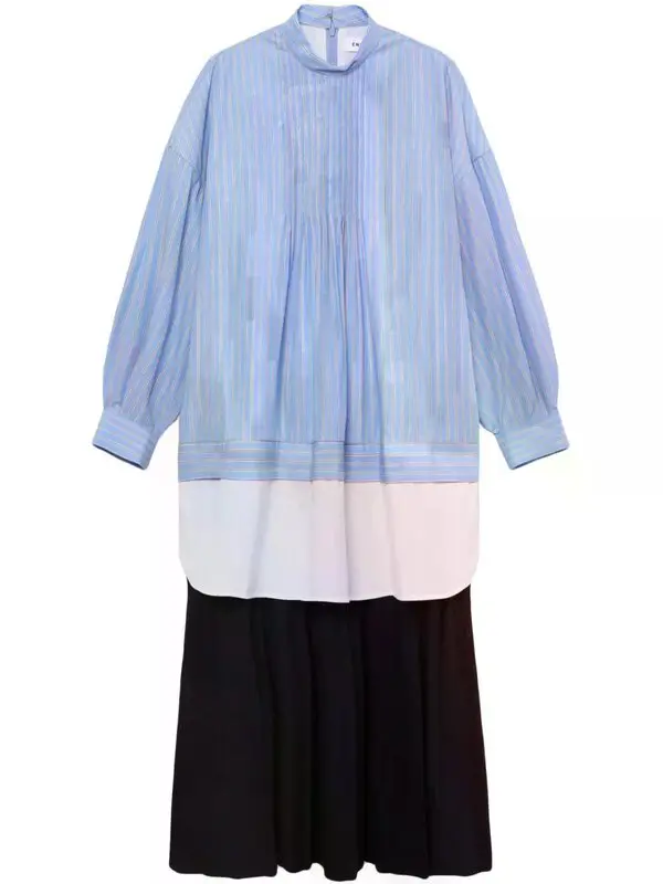ENFOLD Pinstripe-print Layered Cotton Dress