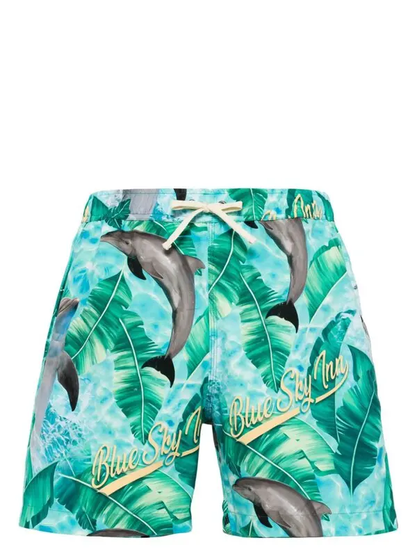 BLUE SKY INN Dolphin-print Swim Shorts - Blue