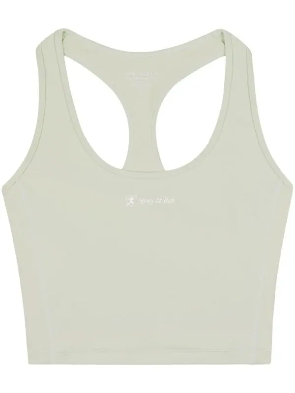 SPORTY & RICH Runner Script Cropped Tank Top - Green