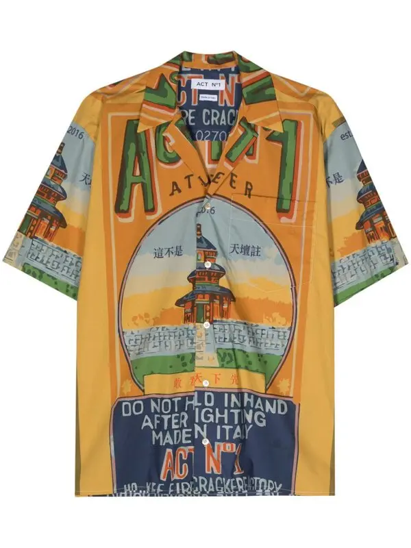 ACT Nº1 Temple-print Cotton Shirt