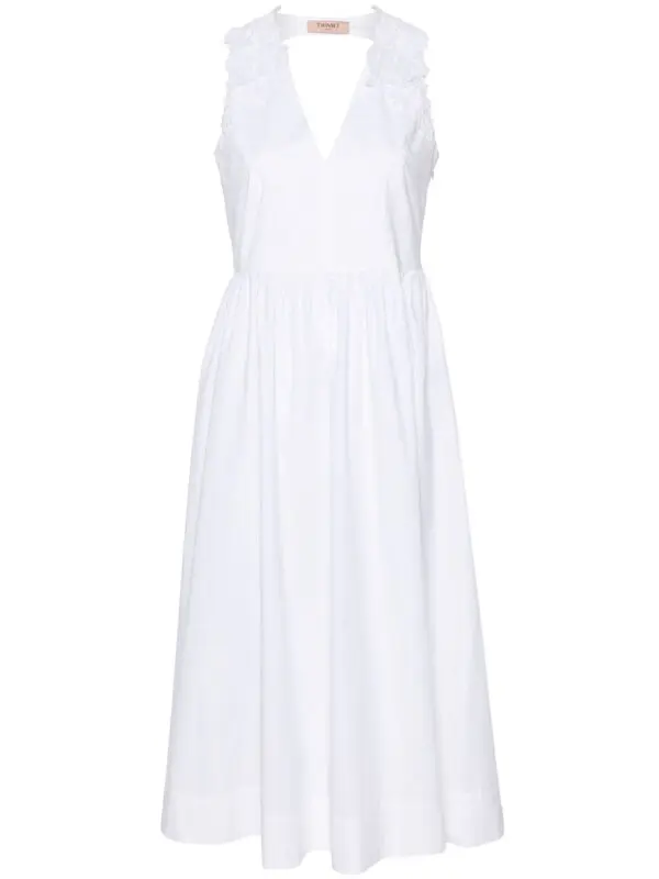 floral poplin lace midi dress PatBO Botanical POPLIN Midi Dress main image 0