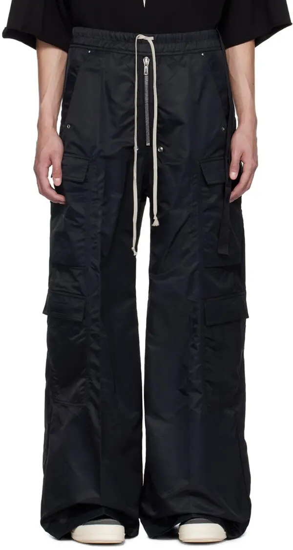 Rick Owens Black Double Cargo Jumbo Belas Cargo Pants In 09 Black 