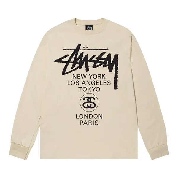 StÜssy World Tour Long-sleeve Tee - Cream