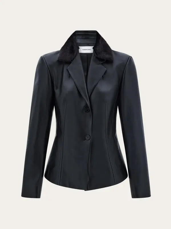 FERRAGAMO Nappa Leather Blazer - Black