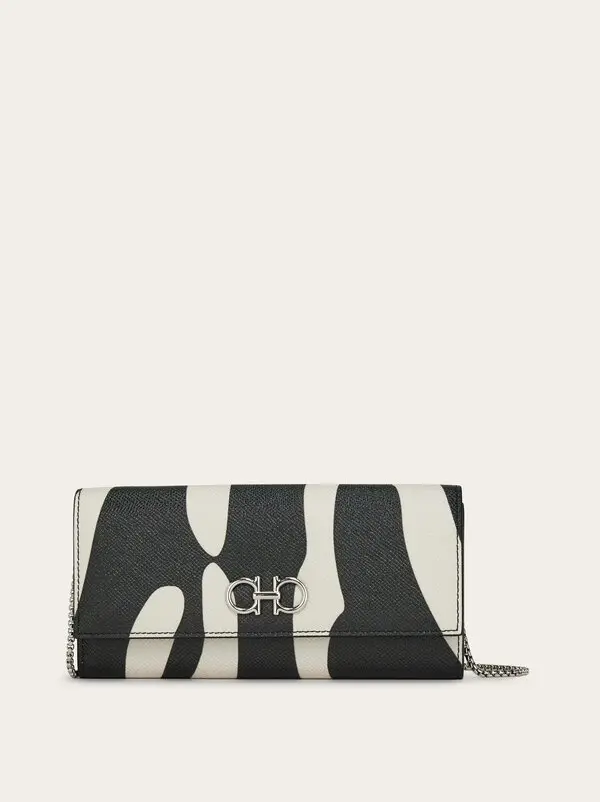 FERRAGAMO Gancini Wallet With Chain - White
