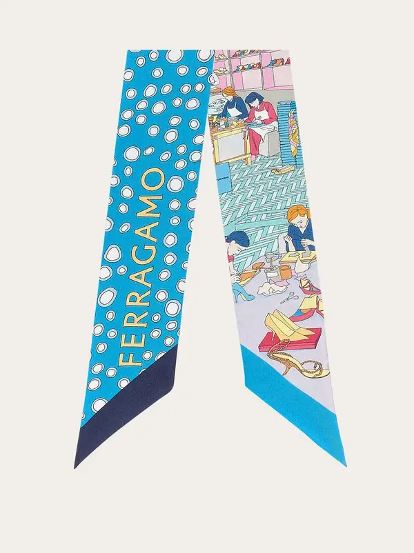 FERRAGAMO Atelier Print Silk Mini Bandeau - Blue