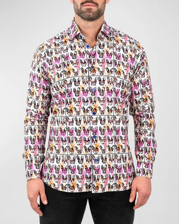 MACEOO Fibonacci Frenchie Nerd Dress Shirt
