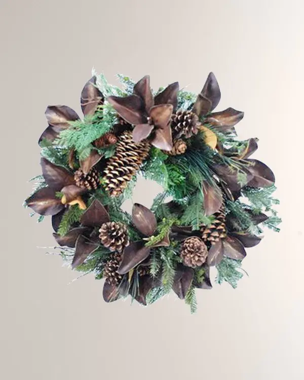 WINWARD HOME Autumn Magnolia Leaf Wreath
