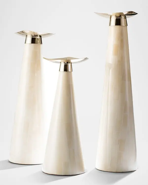 LADORADA Bone Candlestick Holder Trio Set