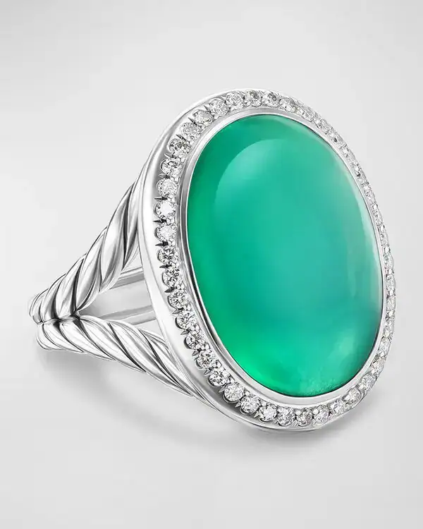 David Yurman Oval Ring With Gemstone And Diamonds Dyqdi