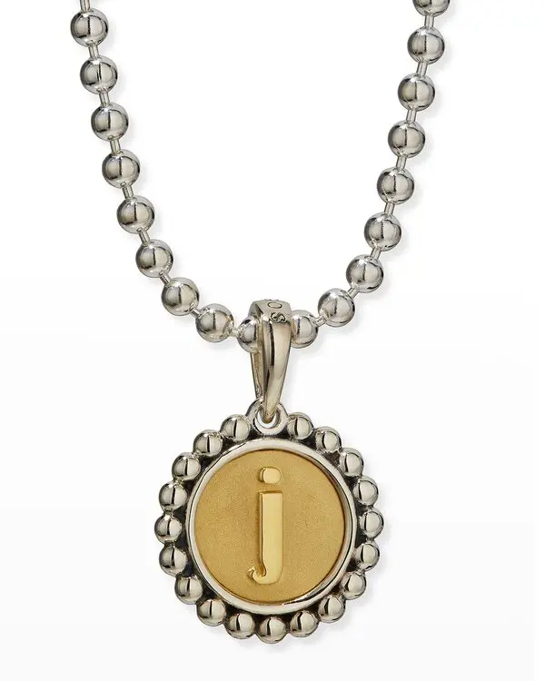 Lagos Signature Caviar Initial Two-Tone Circle Pendant J
