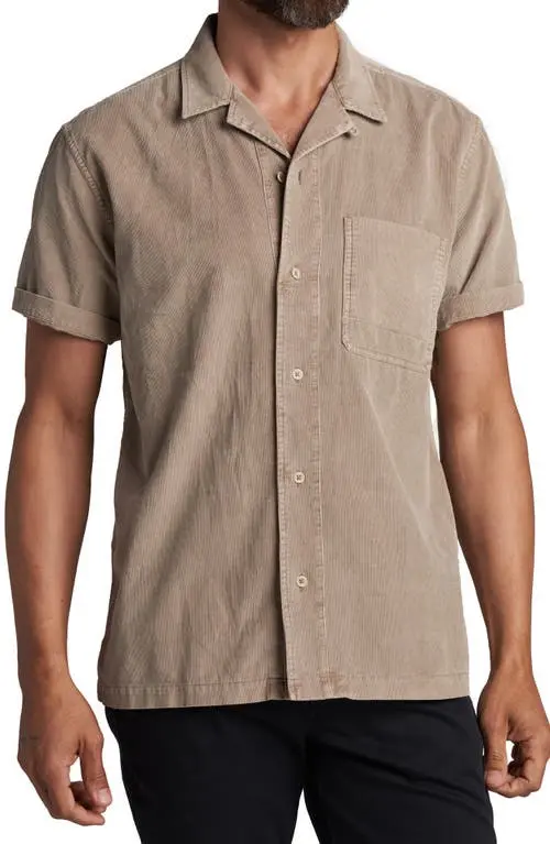 ROAN Zion Cotton Corduroy Short Sleeve Button-up Shirt - Stone
