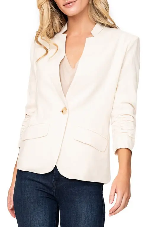 GIBSONLOOK Notched Neck Linen-blend Jacket