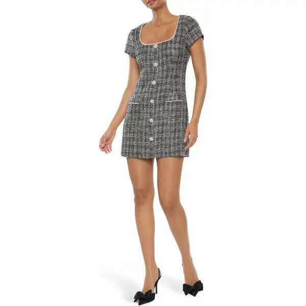 Likely Cira Embellished Tweed Minidress - Black