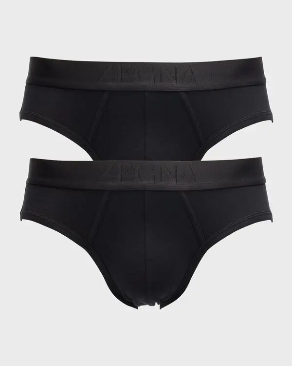 Zegna 2-pack Cotton Midi Briefs - Black