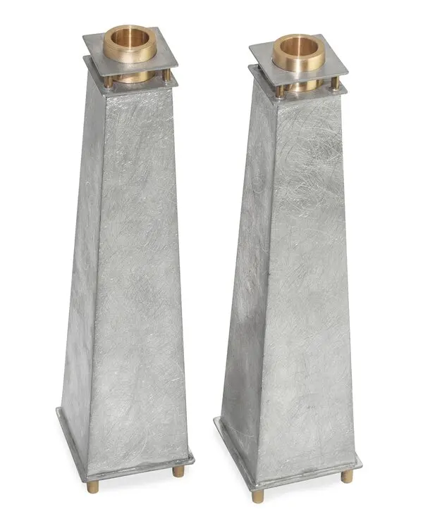 JOY STEMBER METAL ARTS STUDIO Tall Tapered Candle Holders, Set Of 2