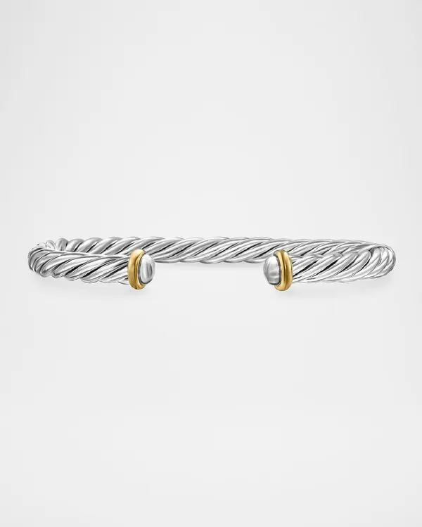David Yurman Cable Flex Cuff Bracelet With Gemstone And 14k Gold - Silver Gold
