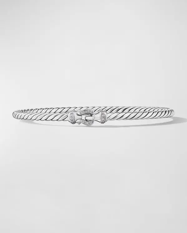 David Yurman Classic Cable Buckle Bracelet With Diamonds - Adi