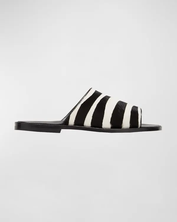 Manolo Blahnik Zebra-print Calf Hair Slide Sandals - Blck0015dcrm1118 ...