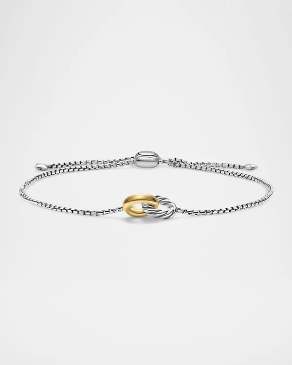 David Yurman Petite Cable Linked Hoop Bracelet - Silver & Gold