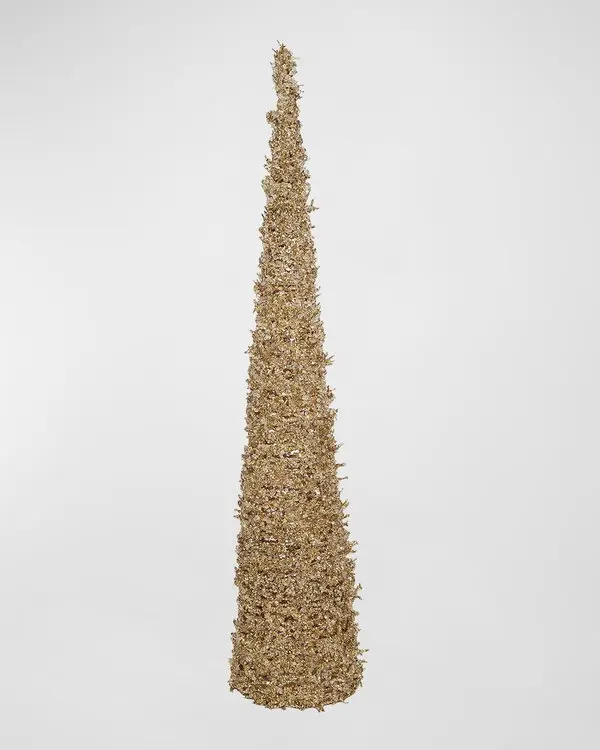 WINWARD HOME Ice Cone Tree Christmas Decoration - Gold / Clear Irid.