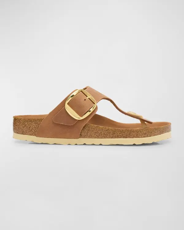 BIRKENSTOCK Gizeh Leather Thong Sandals - Cognac