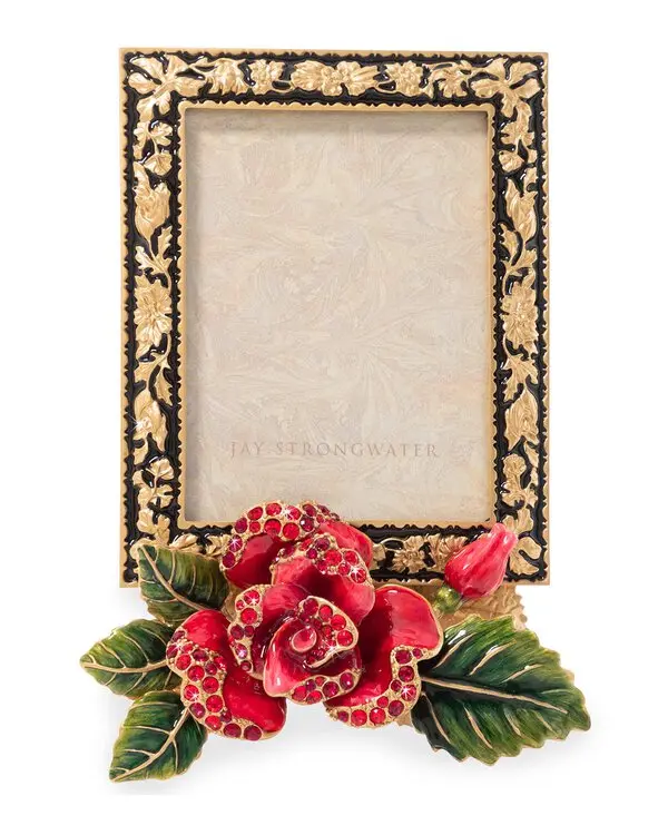JAY STRONGWATER Night Bloom Rose Frame, 3" X 4 - Red/blk