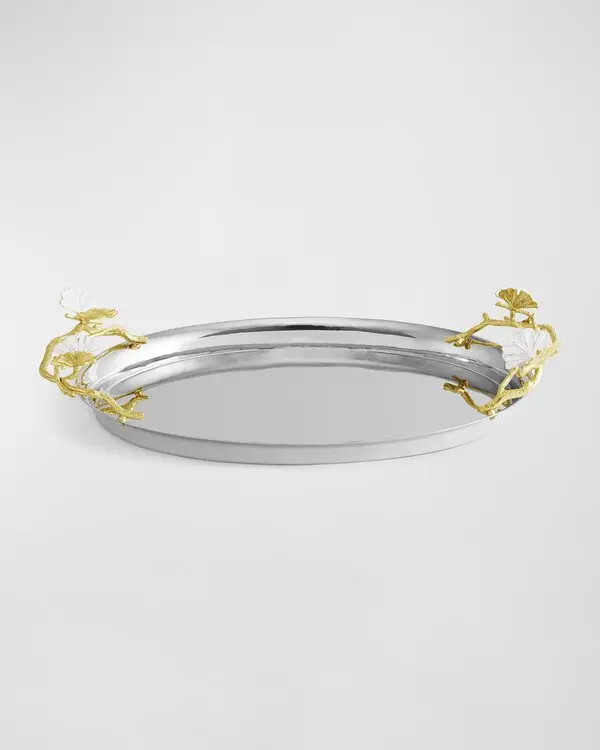 Michael Aram Butterfly Ginkgo White & Gold Medium Tray - White And Gold