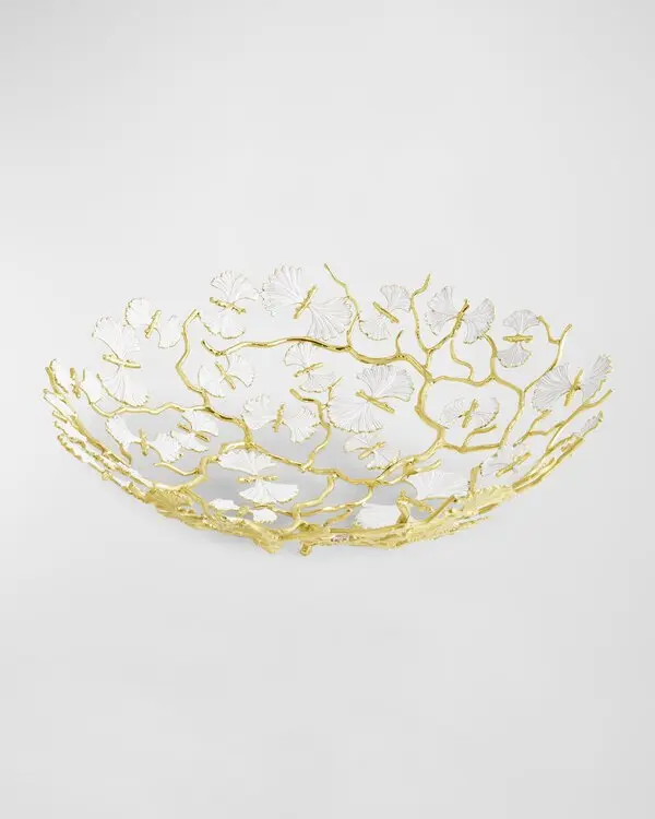 Michael Aram Butterfly Ginkgo White & Gold Centerpiece Bowl - White And Gold