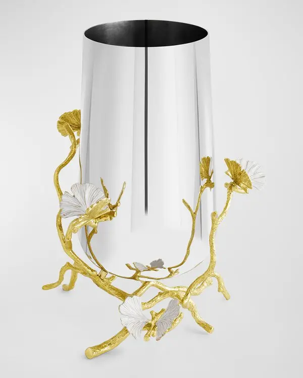 Michael Aram Butterfly Ginkgo White & Gold Medium Vase