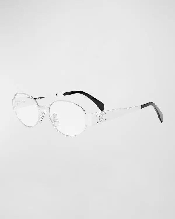 Celine Triomphe Metal Oval Eyeglasses - Shiny Palladium