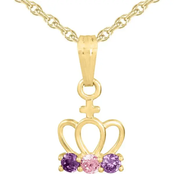 MIGNONETTE 14k & Zirconia Crown Pendant Necklace
