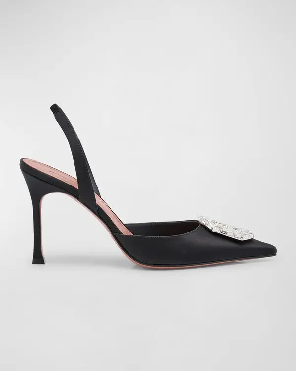 Amina Muaddi Camelia Crystal Halter Pumps