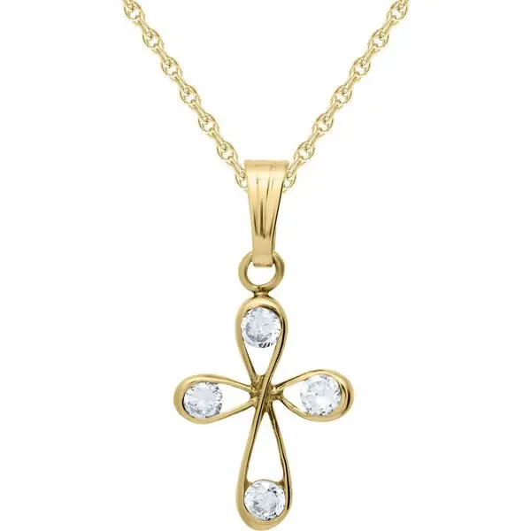 MIGNONETTE 14k And Zirconia Cross Pendant Necklace